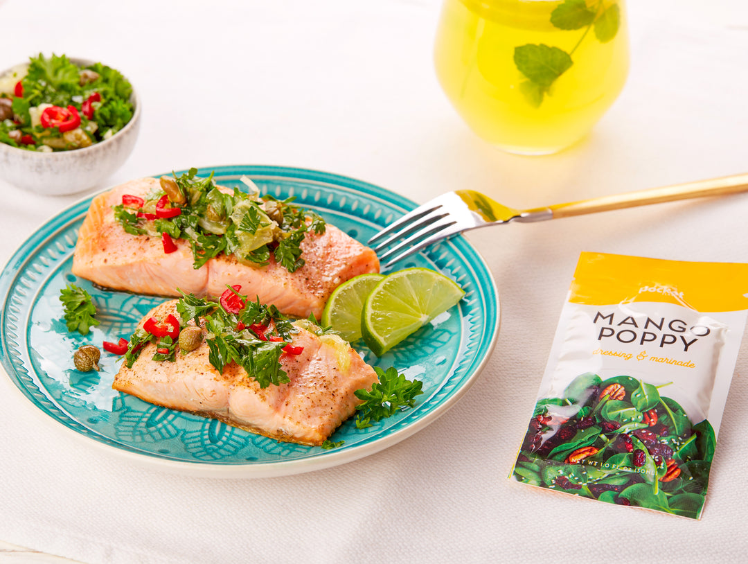 Salmon in Mango Poppy Marinade – Pocket Flavors - Low Calorie Salad ...